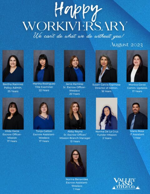 Celebrating August Workiversary | Valley Land Title Co.